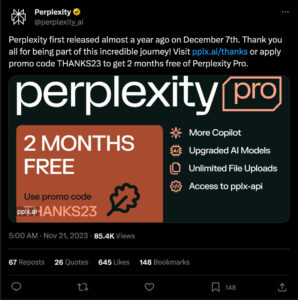 Perplexity AI －進階AI搜尋及無需VPN使用ChatGPT/Cluade